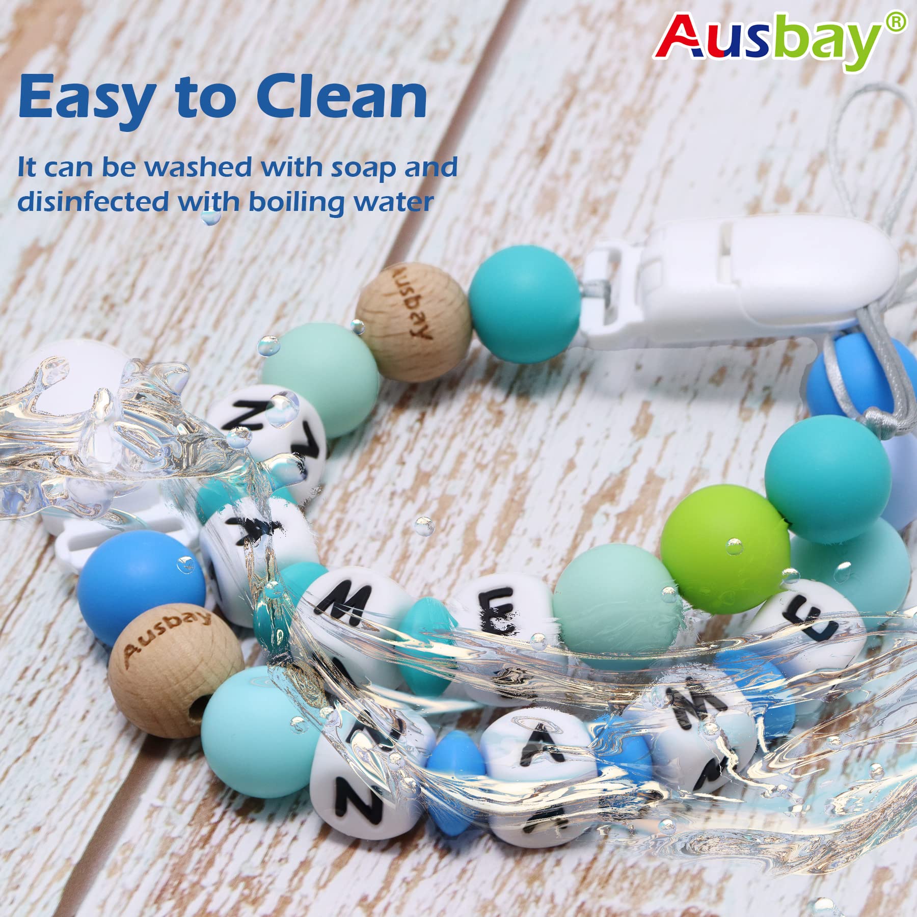 Personalized Multicolor Stroller Clip with Name (Black)
