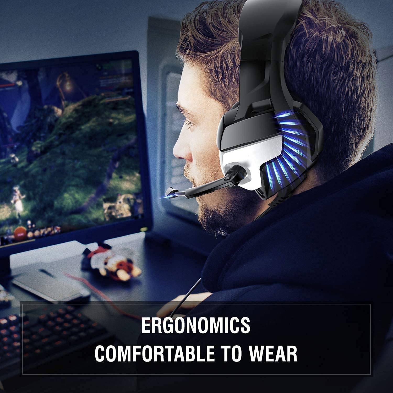 Gaming Headset, Gaming Headphones with Microphone 7.1 Surround Sound Wired Over Ear Headsets for PS4 PS5 Xbox One Switch PC Playstation Computer Laptop Headset