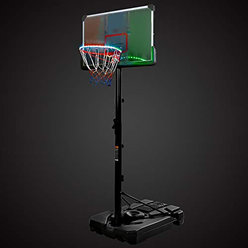 HomSof Portable Basketball Hoop Basketball System 6.6-10ft Height Adjustment for Youth Adults LED Basketball Hoop Lights,Colorful Lights,Waterproof,Super Bright,6.6Ft-10Ft