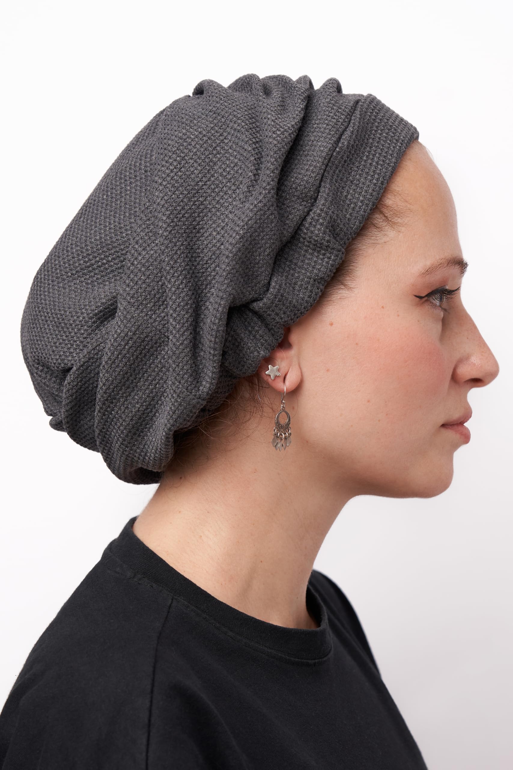 Jewish Head Covering for Women Tichel Slouchy Beanie Beret Snood Headcovering (Gray)