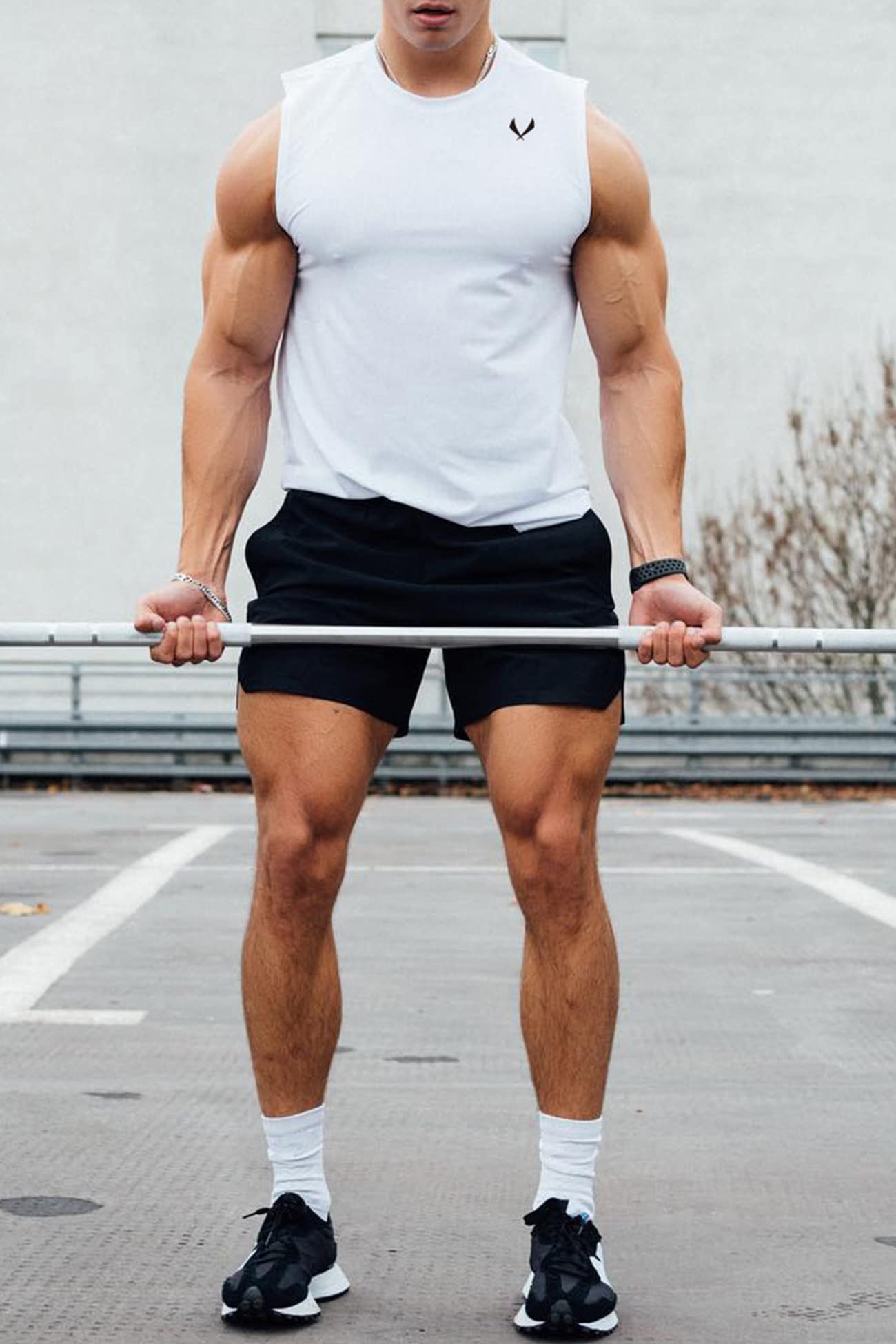 GYM REVOLUTION Men's 5 Pack Workout Running Quick Dry Gym Training Shorts with Pockets Black Grey Dark Grey Navy Blue Army Green M