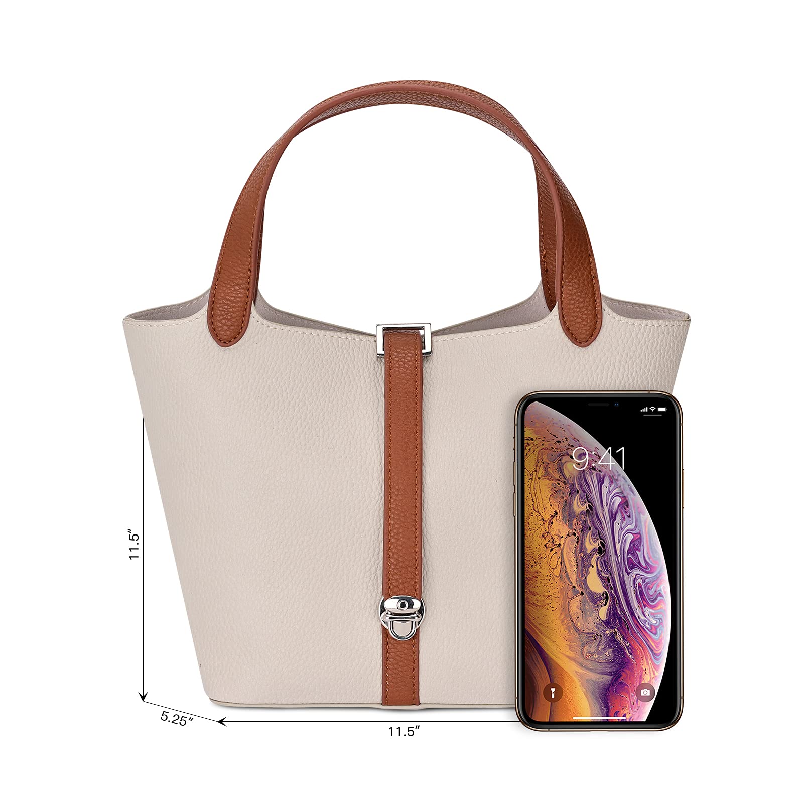 GM LIKKIE Clutch Bag for Women, Vintage PU Leather Bucket Evening Handbag, Top-Handle Chic Purses (White)