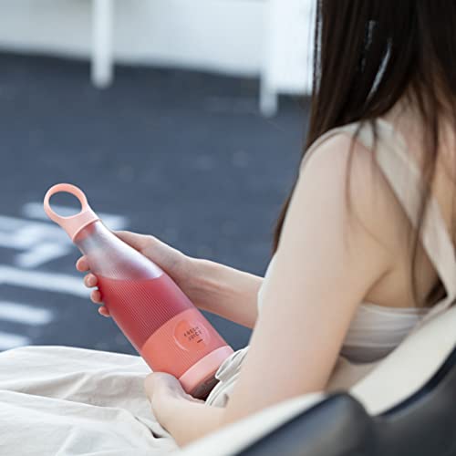 Portable Blender, Personal Size Blender, Battery Powered USB Blender, with Four Blades, Mini Blender Travel Bottle for Juice, Shakes, and Smoothies (Pink)