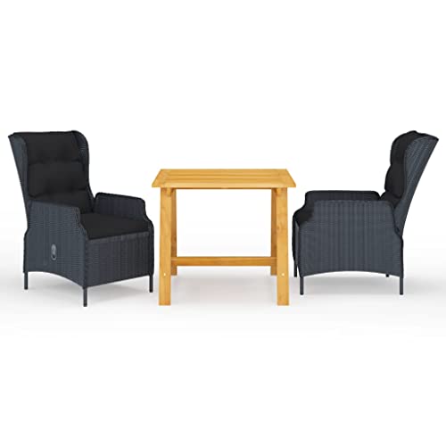 YUHI-HQYD 3 Piece Patio Dining Set,Afternoon Tea Suit,Conversation Furniture,Balcony Bar,Features Reclining Function,Perfect for Patio, Garden, Porch,Family Room,Sitting Area, Dark Gray