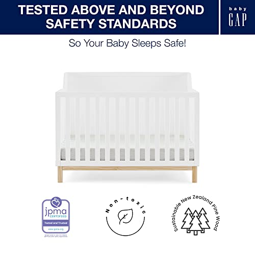 GAP babyGap Oxford 6-in-1 Convertible Crib - Greenguard Gold Certified, Bianca White/Natural