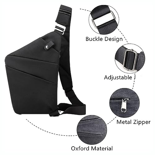 North Carry Slim Sling Bag, North Carry Slim Sling Bag for Women & Men, Anti Theft Personal Flex Bag (Black,Right Shoulder)