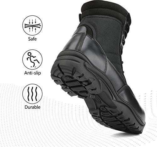 NORTIV 8 Mens Steel Toe Work Boots Safety Industrial Anti-Slip Tactical Boots Size 11 Wide Trooper-Steel-W, Black-t