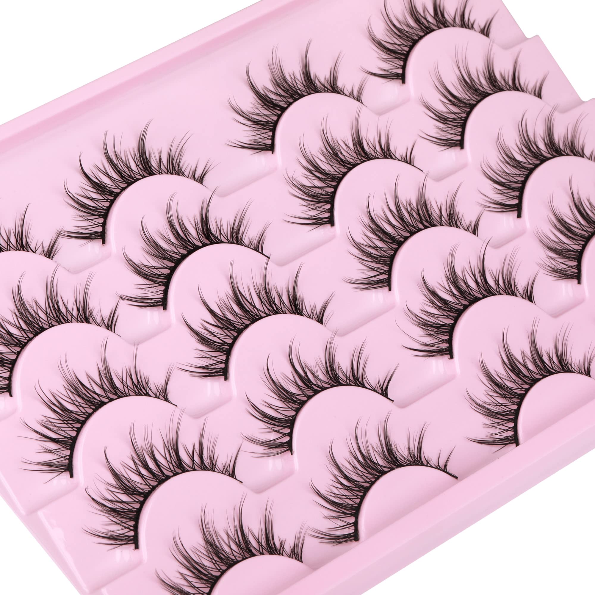 Manga Lashes Clusters Natural Eyelashes Wispy Faux Mink Lashes Fluffy Strip Lashes False Eyelashes Pack That Look Like Cluster Lashes Extensions by Lanflower