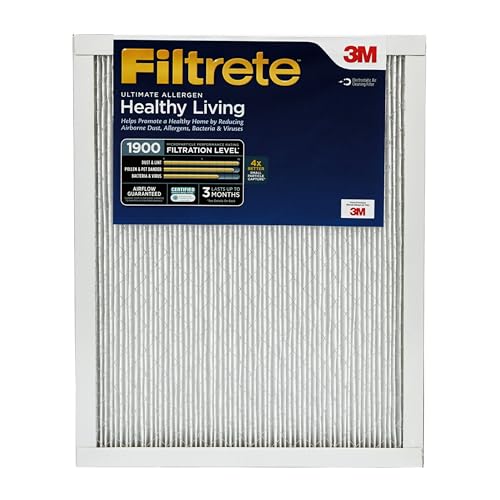 Filtrete 20x25x1 AC Furnace Air Filter, MERV 13, MPR 1900, Premium Allergen, Bacteria & Virus Filter, 3-Month Pleated 1-Inch Electrostatic Air Cleaning Filter, 2-Pack (Actual Size 19.69x24.69x0.78 in)