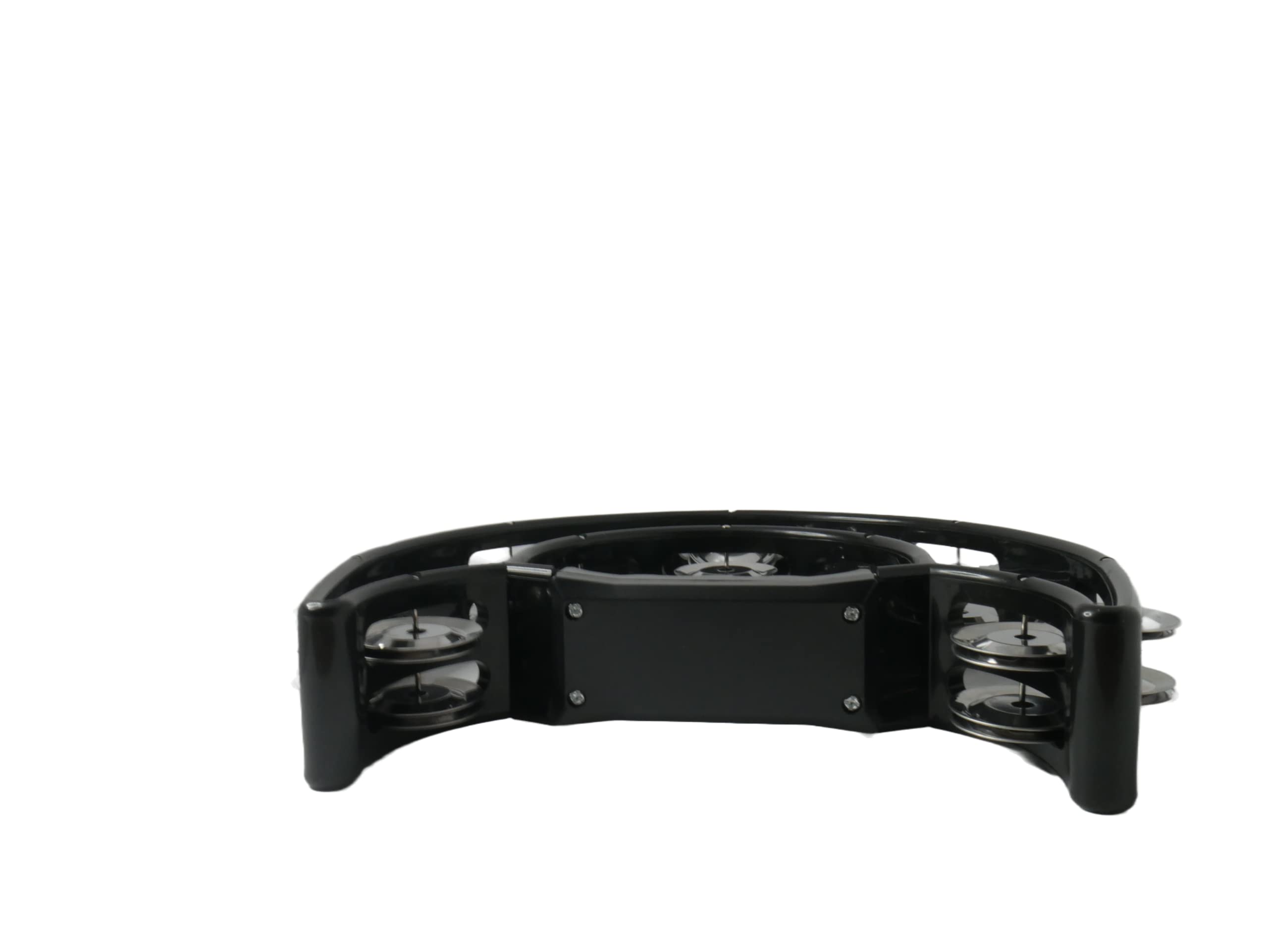 Half Moon Tambourine Double Row Jingle Tambourine 8 inch | Handheld Small Tambourine | Percussion Musical Instrument | Esterly's (Black)