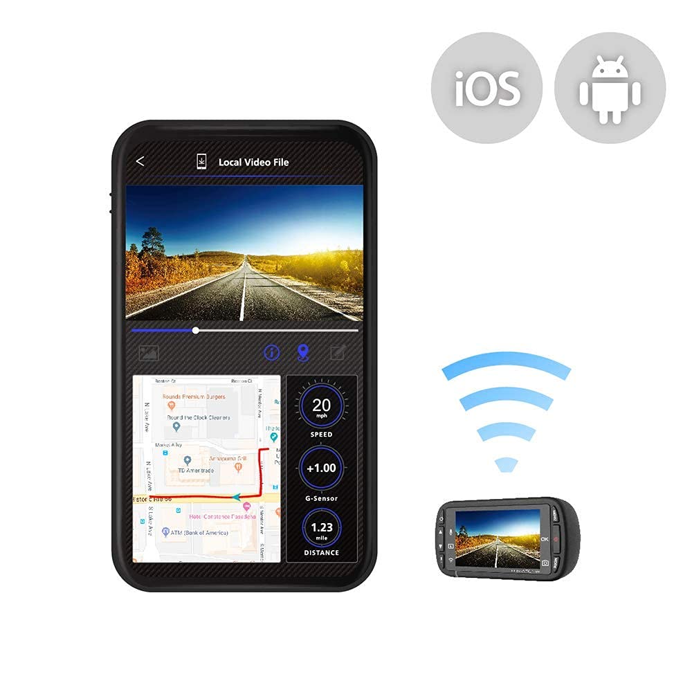 Kenwood HD dash cam with 2.7" display, GPS, and Wi-Fi - DRV-A301W