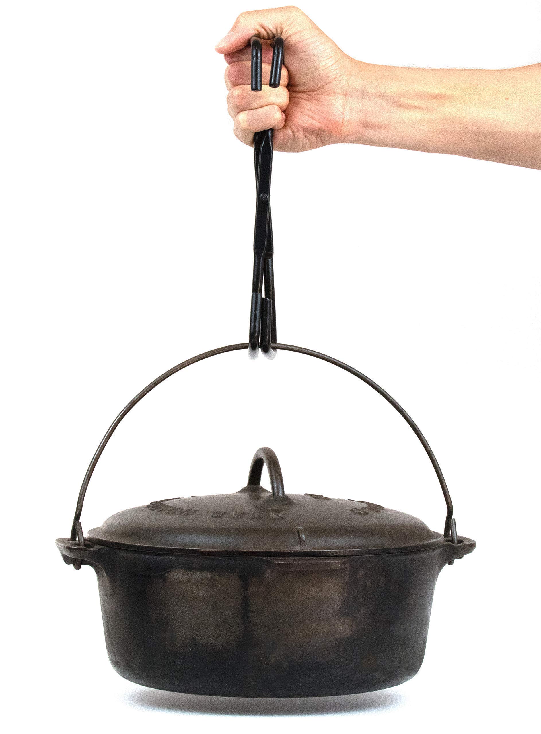 Home Dillies Dutch Oven Lid Lifter, 17 inch, and 4 in 1 Camp Stand Tool: OutdoorCampfire Cooking Accessories Set Complete with Red Handle Sleeve