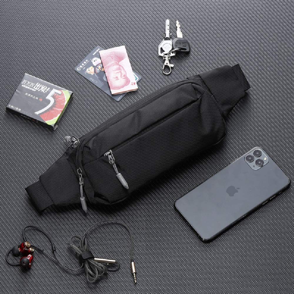 Functional Mens Fanny Pack Wasit Bag With Triple Pockets Design Adjustable Large Size Belt Water-Resistant For Men Women Running Workout Hiking Travel