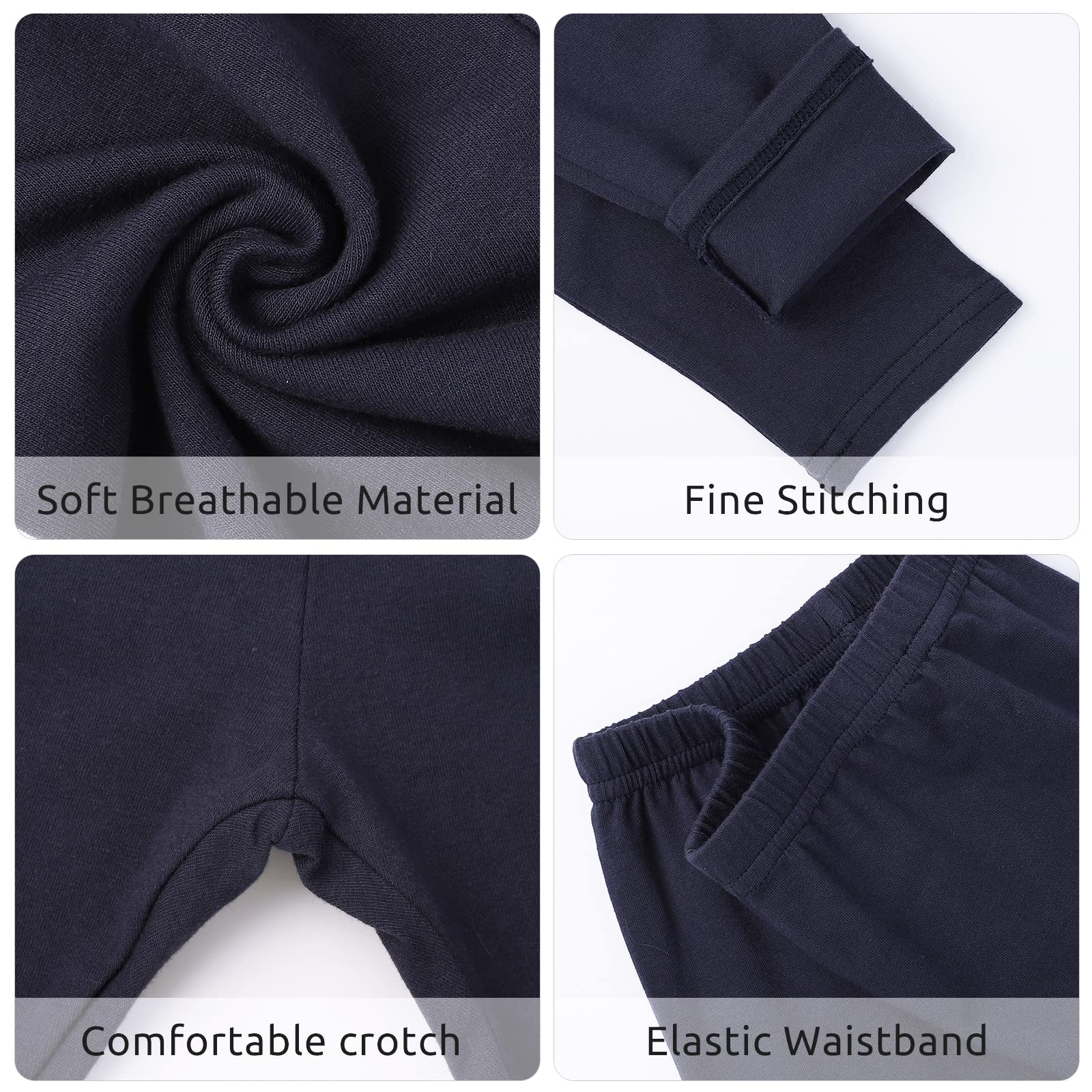 KEREDA 3 Pack Girls Leggings Toddler Full-Length Tights Knit Pants Size 6-7Y (Navy,Navy,Navy)