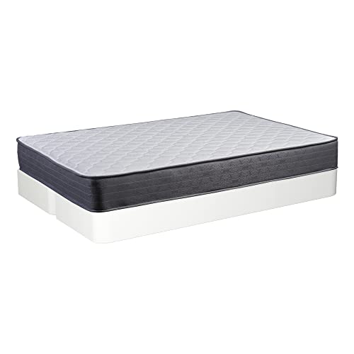 Treaton Full 9 Inch Hybrid Mattress in a Box for Medium Firm Support, Motion Isolation and Pressure Relief with 4" Split Box Spring Foundation, White