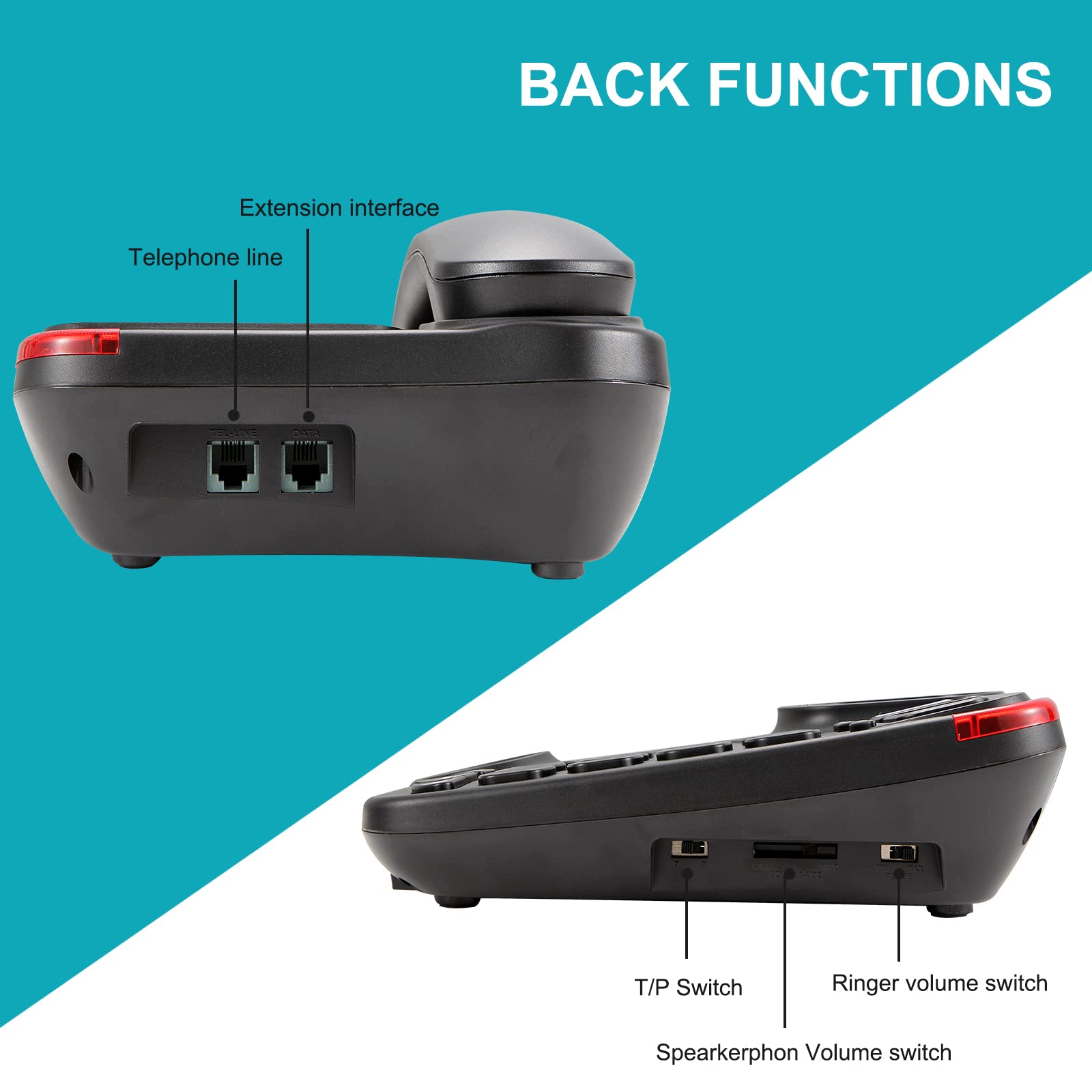 Large Button Phone for Seniors, Amplified Corded Phone with Speakerphone for Elderly Home Landline Phones, No Need to use Batteries,with Loud Ringer, One-Touch Dialingā¦
