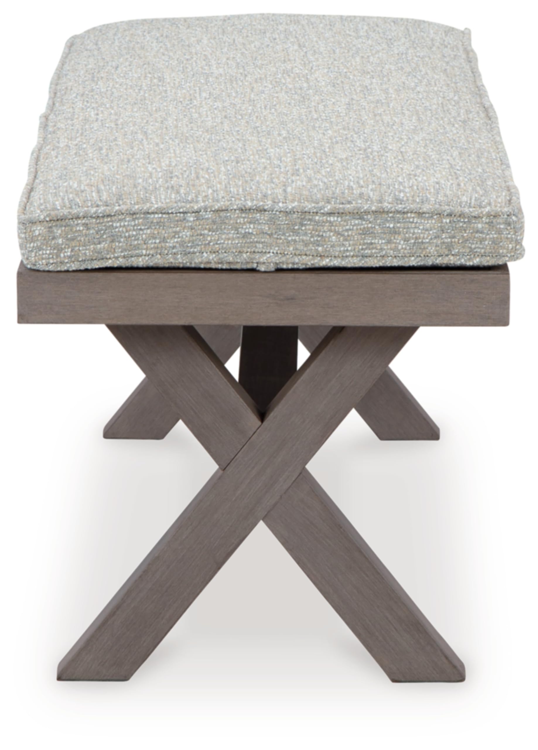 Signature Design by Ashley Hillside Barn Casual 54" Outdoor Dining Bench with Cushion, Light Brown & Light Gray