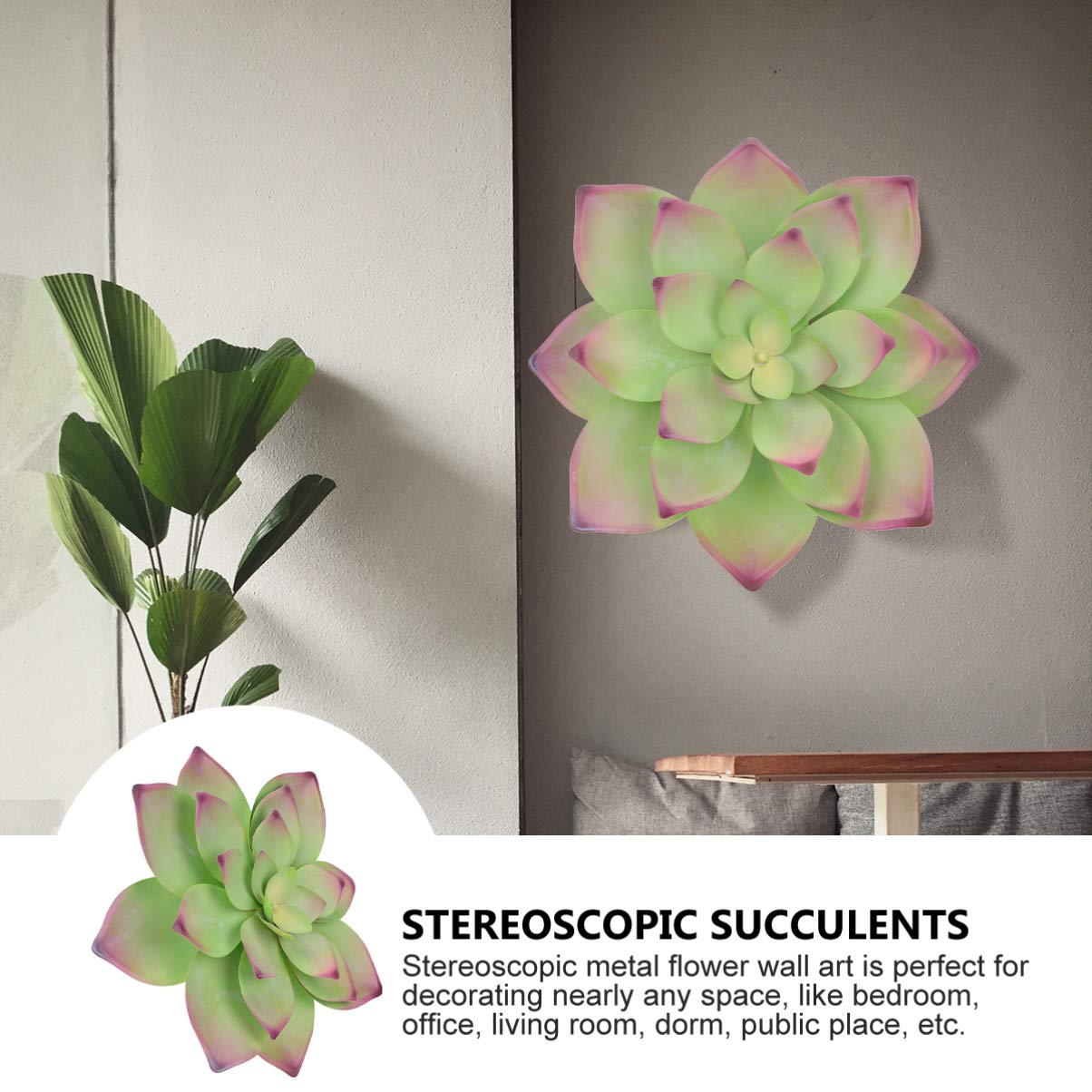 HEMOTON 1PC Succulent Wall Hanging Handmade Plants Wall Decor 3D Plants Pendant Decorative Plants Wall Art Decoration for Store Home Office Garden(Green)