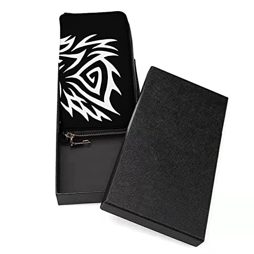 FunnyStar Tribal Wolf Howl Women's Long RFID Hand Wallet Wristlet Clutch Purse PU Leather Handbag with Wrist Strap