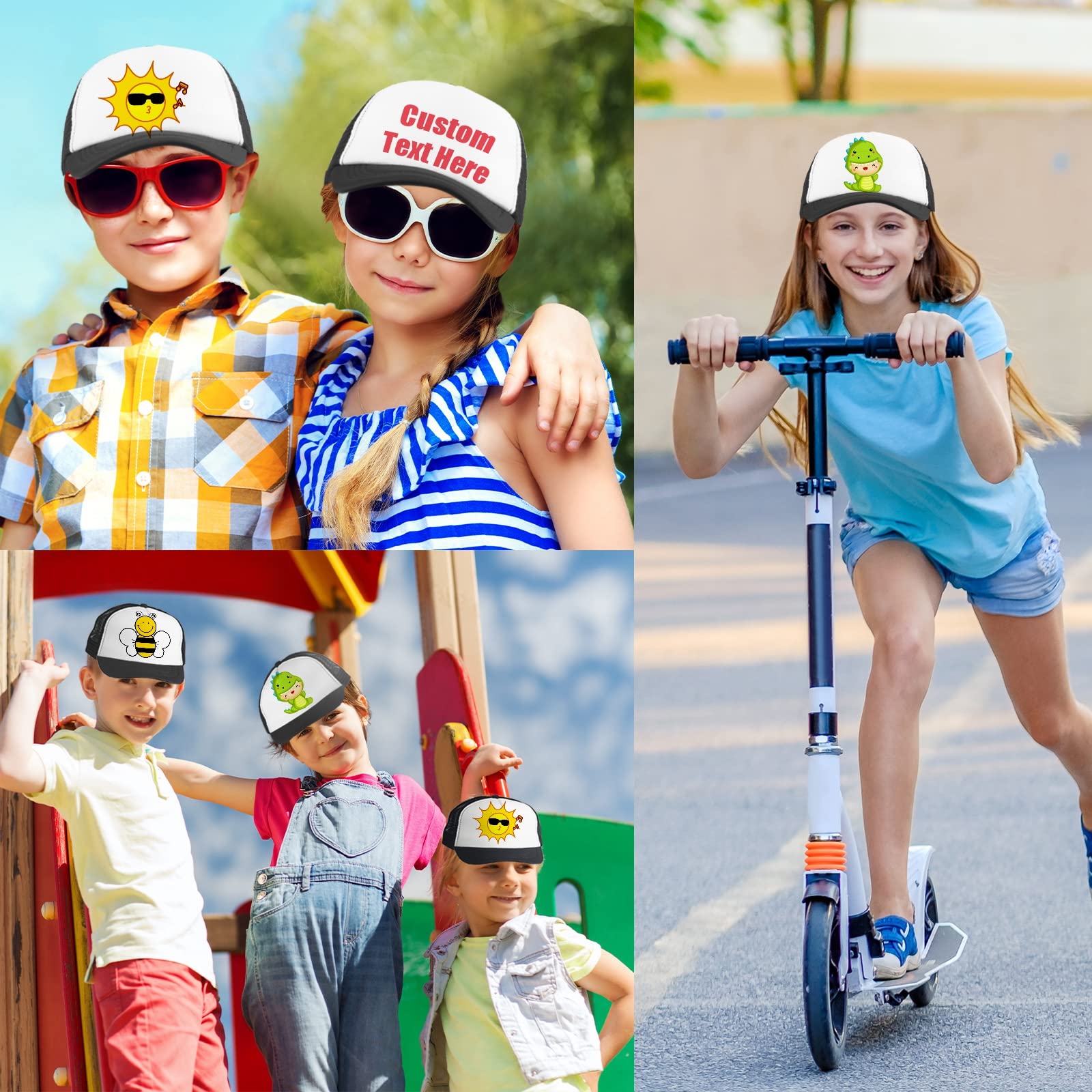 Handepo 24 Pcs Trucker Hat for Kids Summer Polyester Mesh Cap Adjustable Sublimation Blank Hats Baseball Caps for Outdoor (Multi Color)