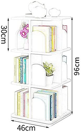 Sling Bookshelf 3 Layers Landing Rotating Chassis Bookcase Multifunction Solid Wood Living Room,3 Colors, 2 Styles (Color : Pink, Size : Square 46X46X96cm)