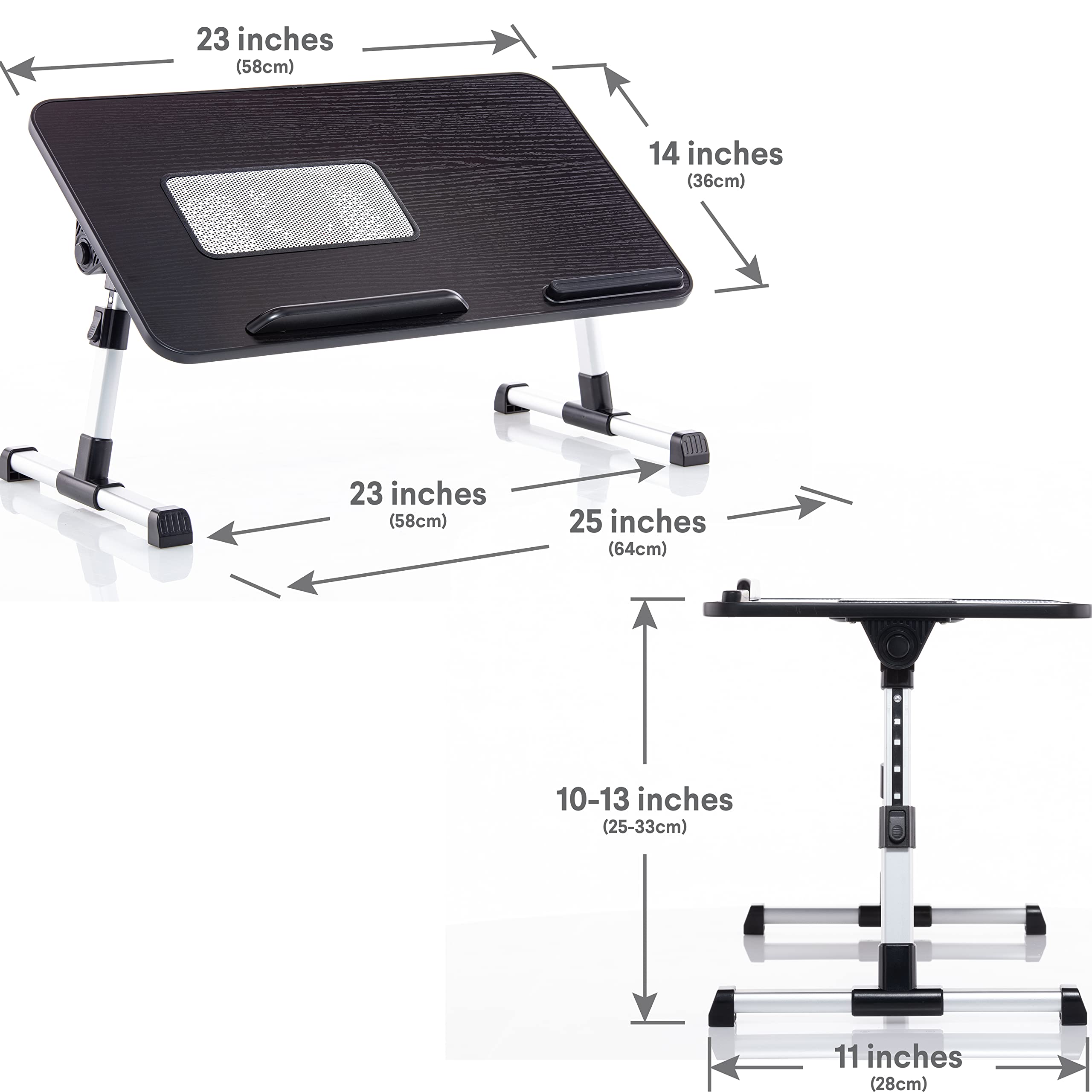 Husband Pillow Combo - Backrest Pillow with Arms : Medium Mauve Purple & Lap Desk Bed Tray : XXL Black - Aspen Memory Foam Reading Pillows for Bed w/Removable Neck Roll & Laptop Bed Tray Table