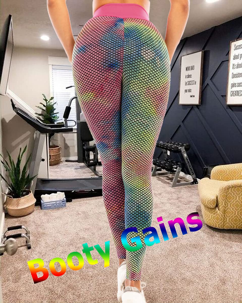 HOMETA Butt Lifting Leggings for Women Tie Dye Workout High Waisted Yoga Pants Scrunch Booty Leggings Tights
