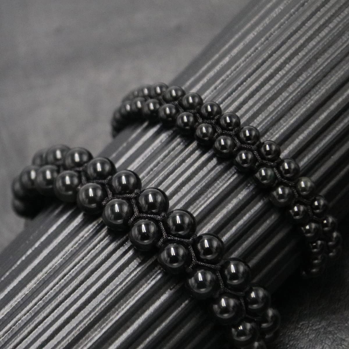 GENASTO Black Obsidian Stone Beads Bracelet Natural Tiger Eye Lava Rock Stone Prayer Mala Beads Adjustable Oil Diffuser Bracelet for Men Women