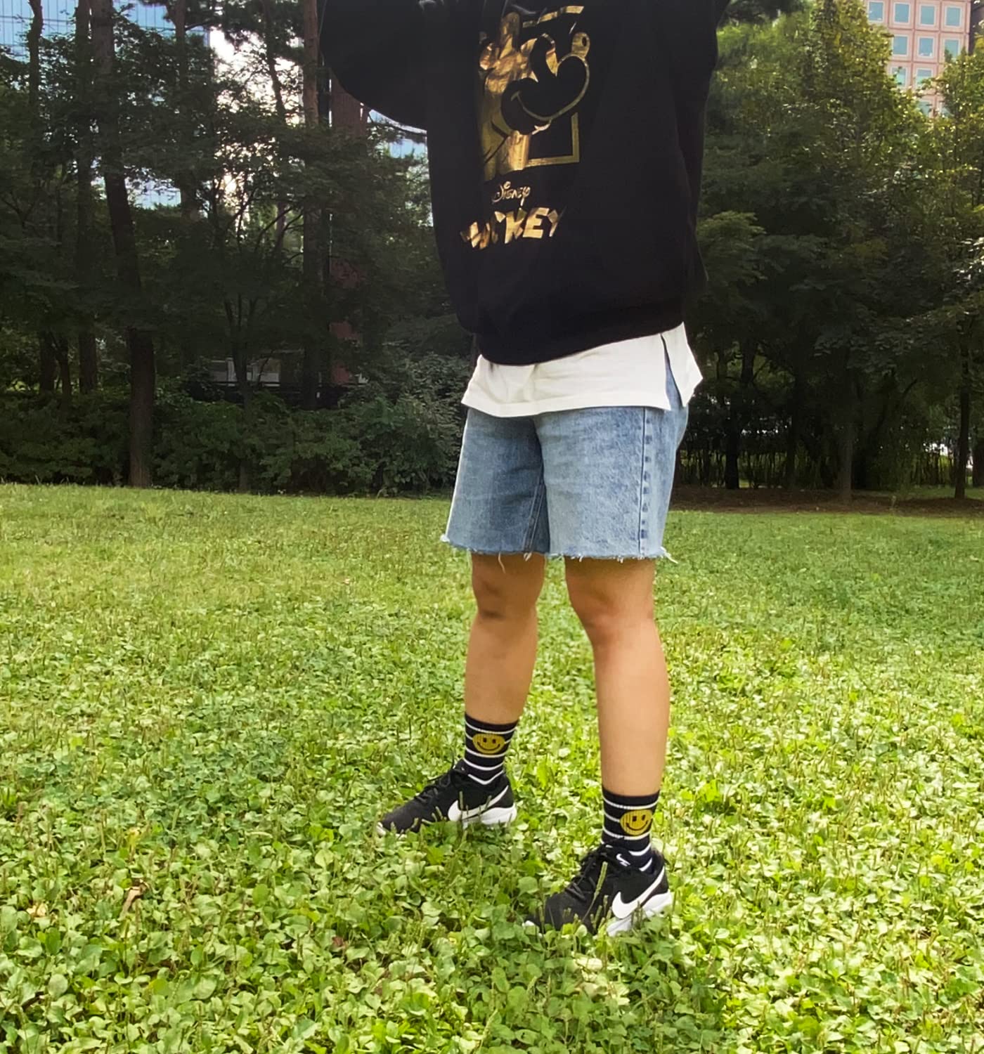 holawit Happy Face Fun Design Positive Smile Black & White Variety Crew Socks 5P Set