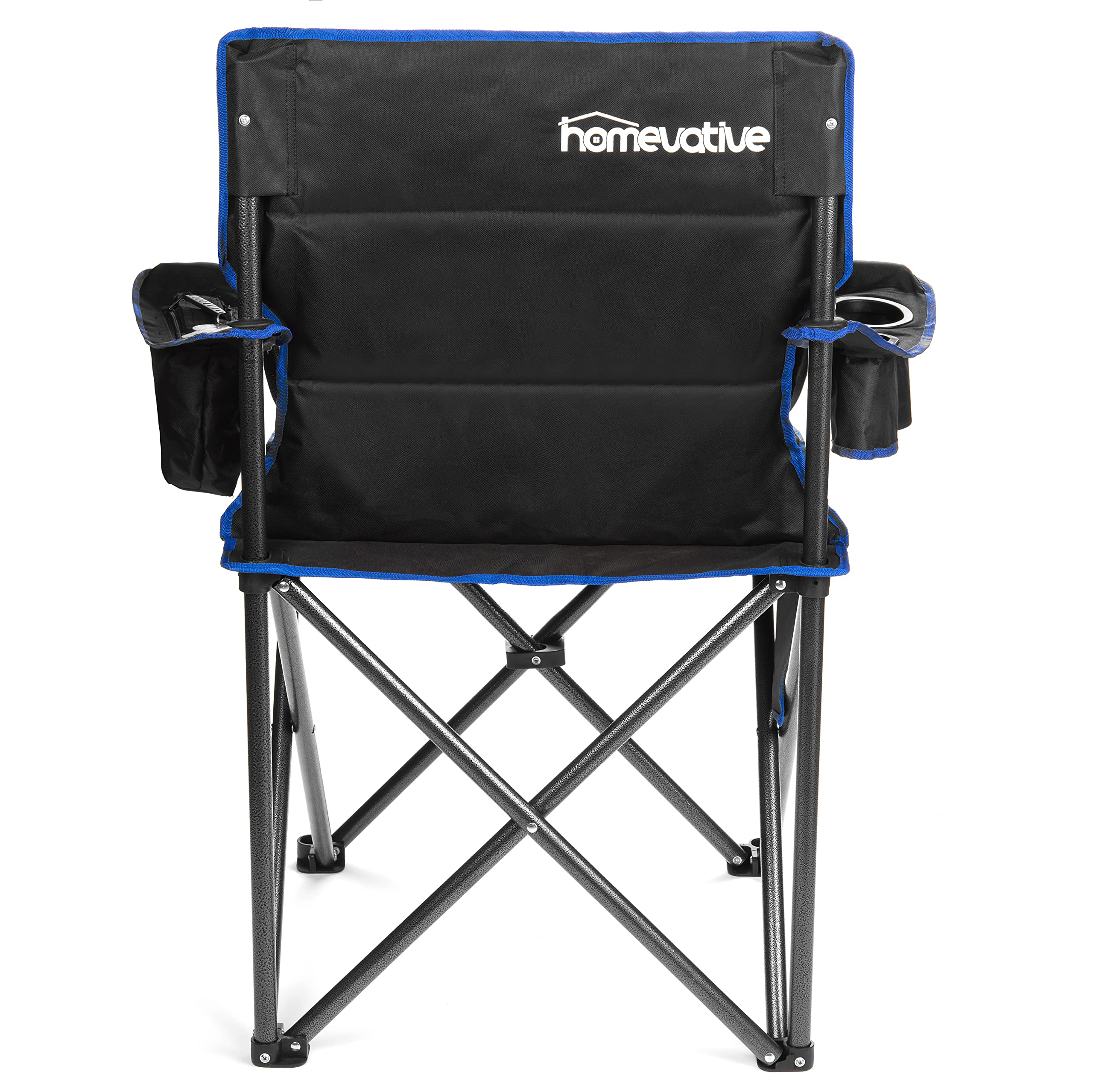 Homevative Heavy Duty Camping Chair with Carrying Bag, Built-in Cooler, Cup Holder and Bottle Opener