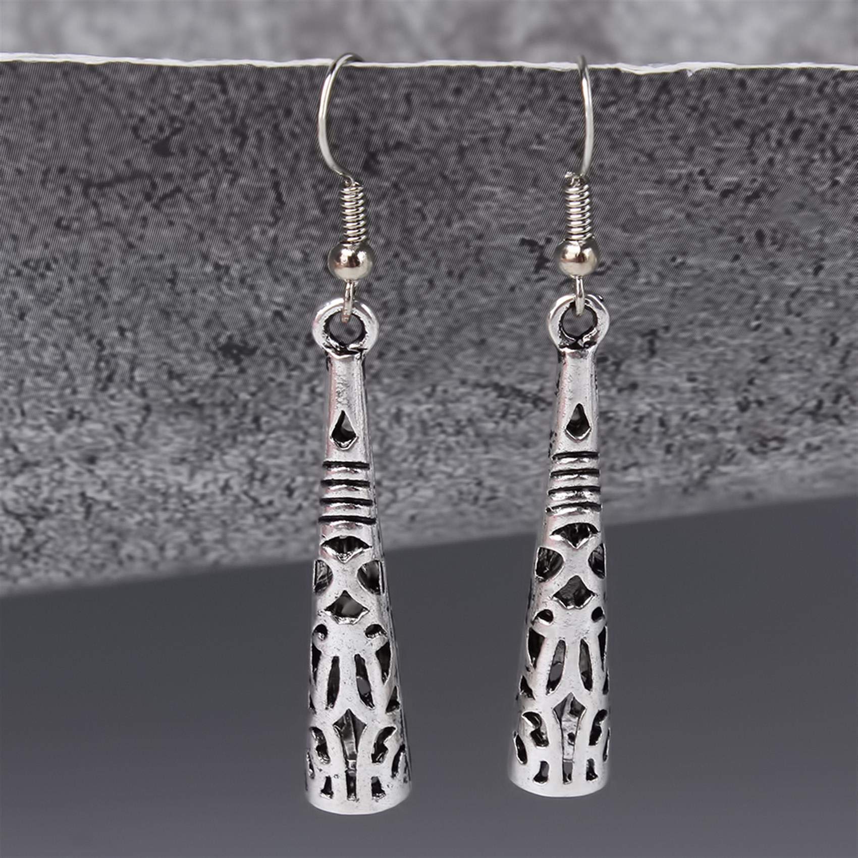Guoshang Women Vintage Silver Boho Dangle Earrings Hollow Out Tribe Totem Ear Drop Earrings