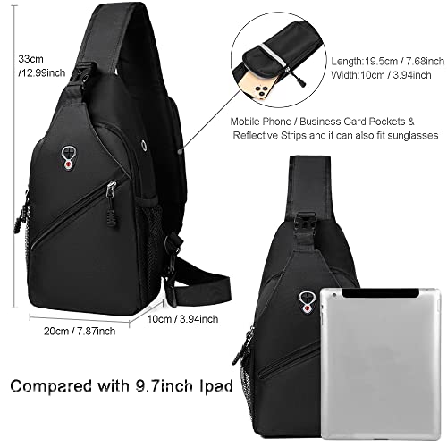 NUFR Sling Bag Sling Backpack Crossbody Backpack for Women Men Waterproof Chest Shoulder Bag Daypack for Hiking Walking Travel USB Charger Port (Gray)
