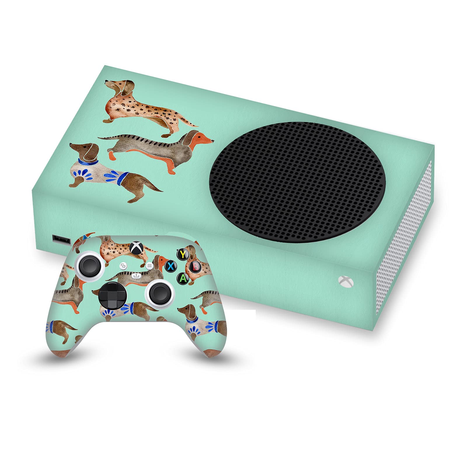 Head Case Designs Officially Licensed Cat Coquillette Dachshunds Art Mix Matte Vinyl Sticker Gaming Skin Case Cover Compatible with Xbox Series S Console and Controller Bundle