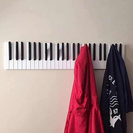 Piano Wooden Coat Racks(Pine Wood Material),21 Hook Piano Keys Wall Mounted Coat Hook Hanger Wall Decoration,Handmade Wood Solid Hidden Wall Hook Piano Key Hook for Wall Art (2 PCS)