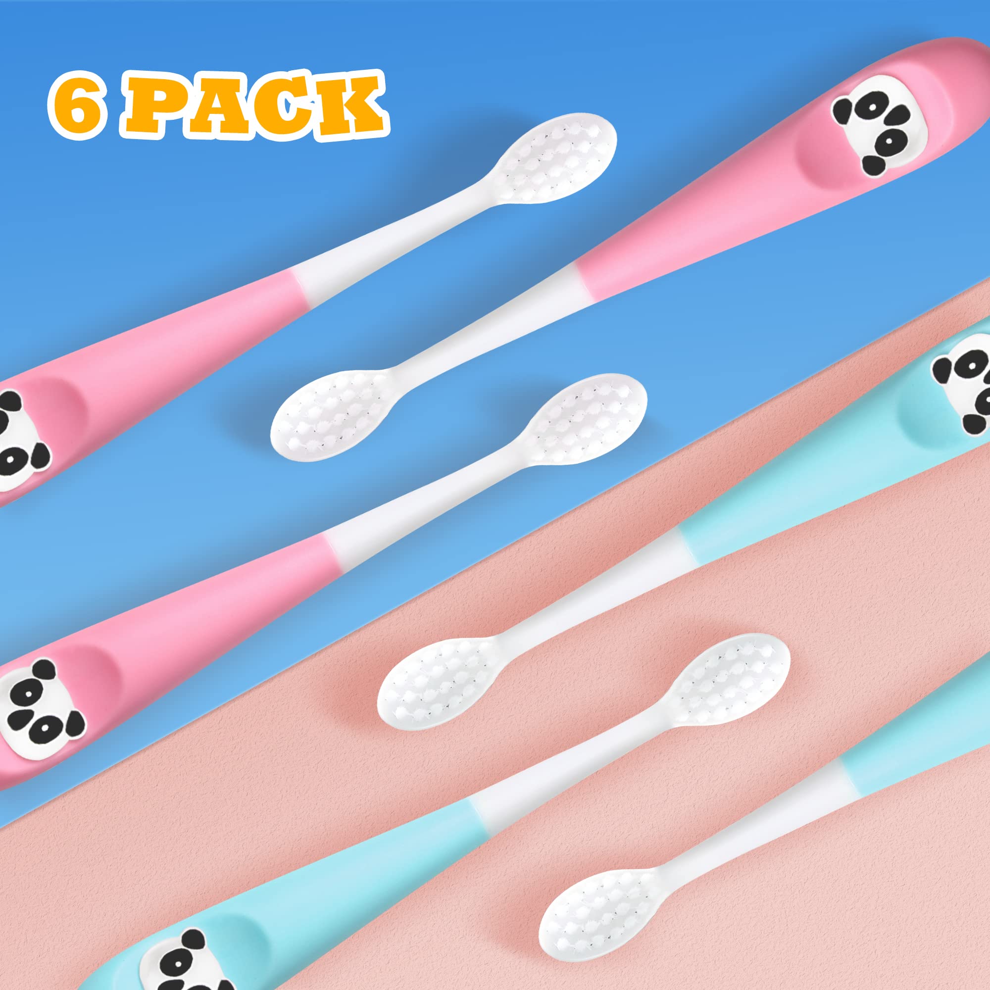 Kiuimi Kids Toothbrush 6 Pack, Extra Soft Bristles, BPA Free Non-Slip Handle Toothbrush Perfect for Sensitive Gums
