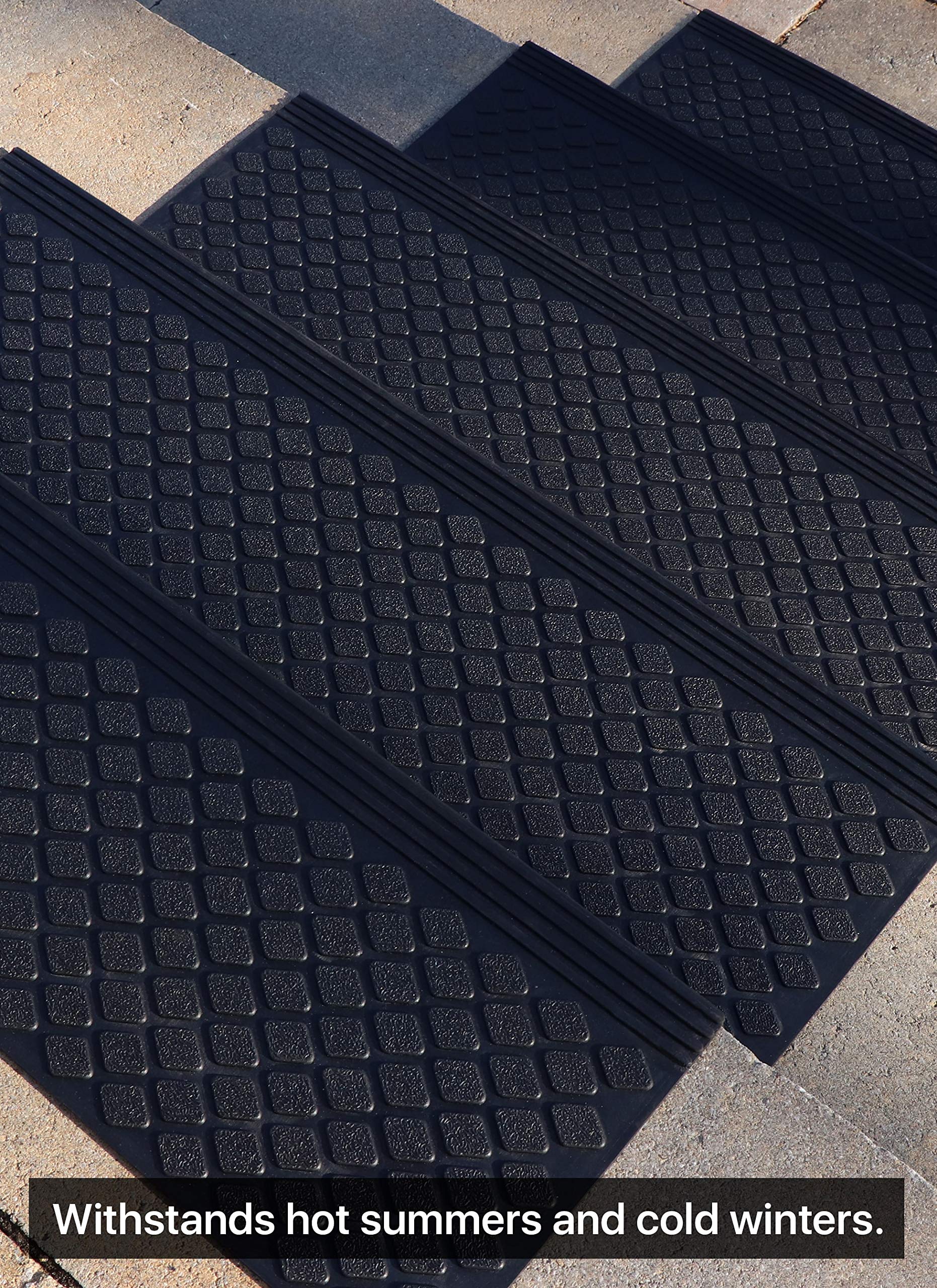 FINEHOUS Rubber Stair Treads Non-Slip Outdoor 48"x10" (4-Pack) β Anti-Slip Step Mat with Nosing