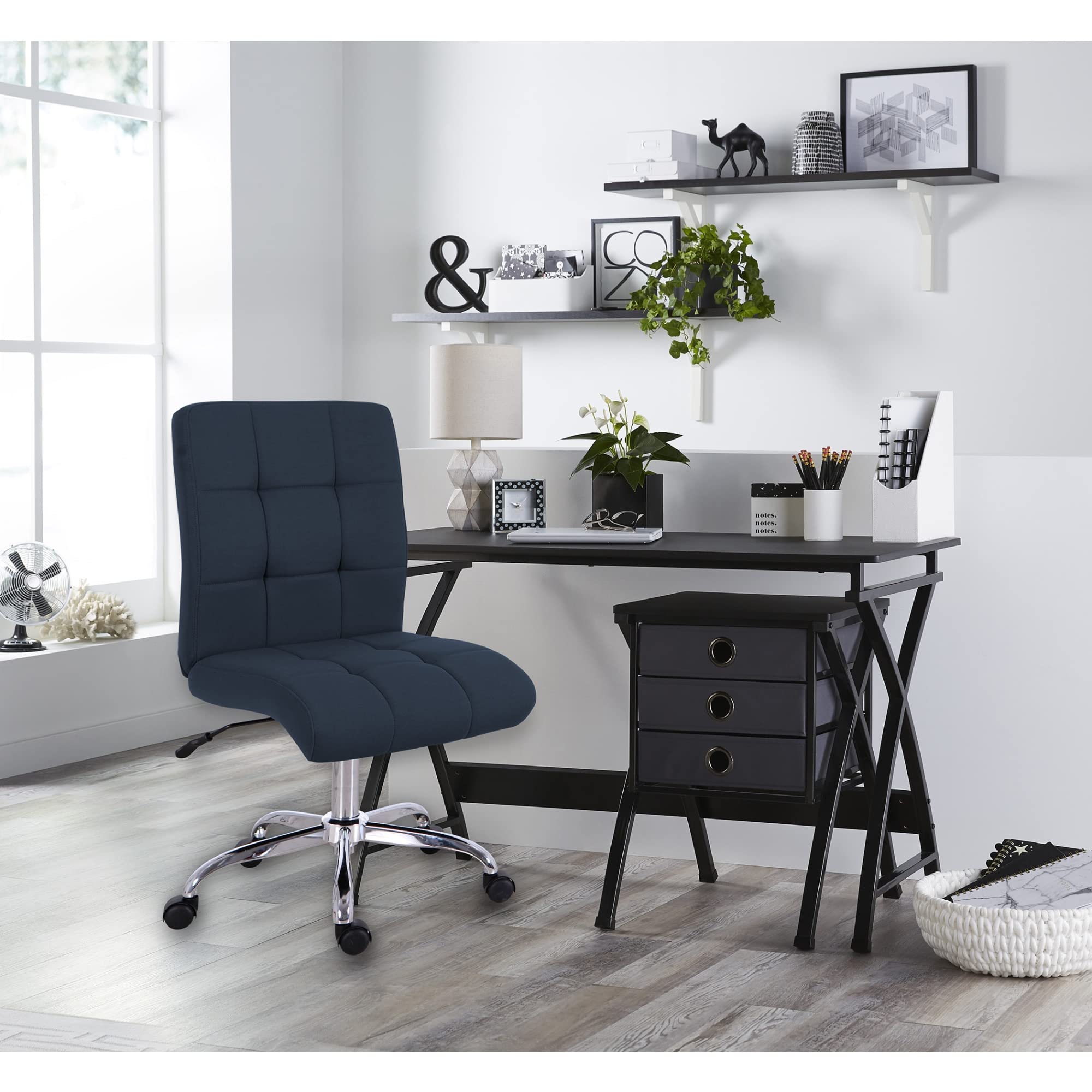 RealspaceĀ® X-Cross 48"W Computer Desk With File Cabinet, Black