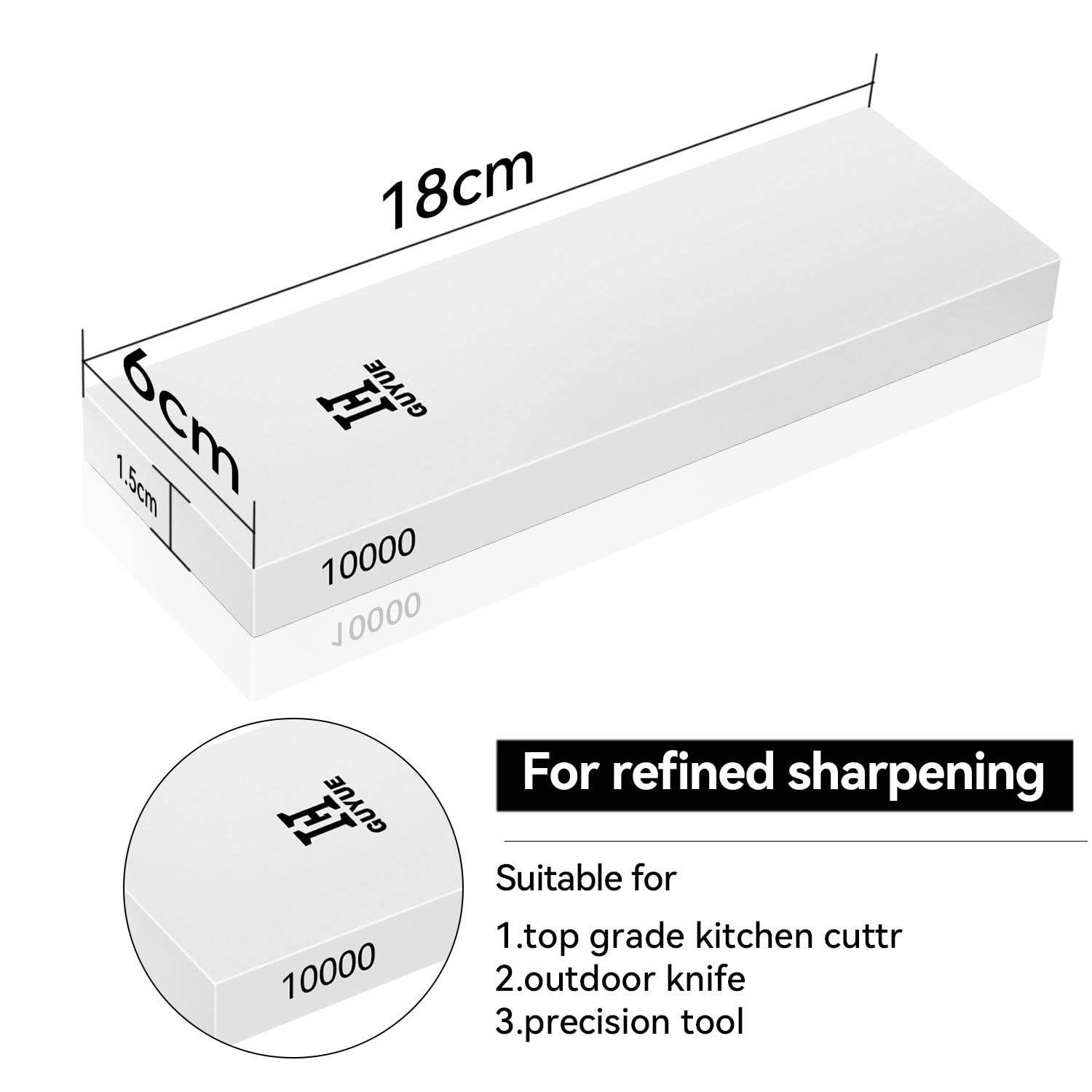 GUYUE Knife Sharpening Stone 10000 Grit Professional Whetstone Sharpener,Professional Best Kitchen Blade Sharpener Stone, Comes with a new silicone base。