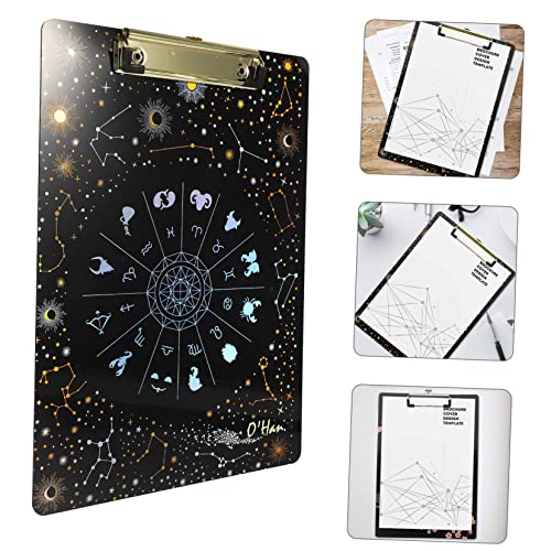 NUOBESTY Plastic Folders 2pcs Storage Teacher Convenient Clip Holder Pattern Portable Exam Low Practical Fashion Writing Conference Size Paper for Clipboards Board Profile Clipboard