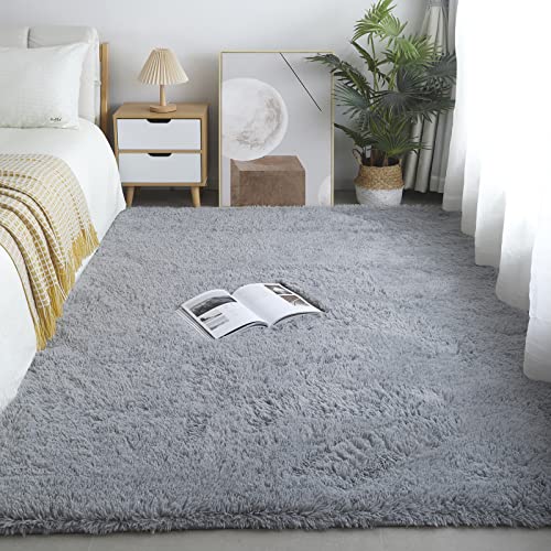 GERBIT Shag Area Rug 9x12 Feet Soft Indoor Rectangular Rugs Carpet Modern Luxury Plush Rugs for Living Room Home Decor Gray