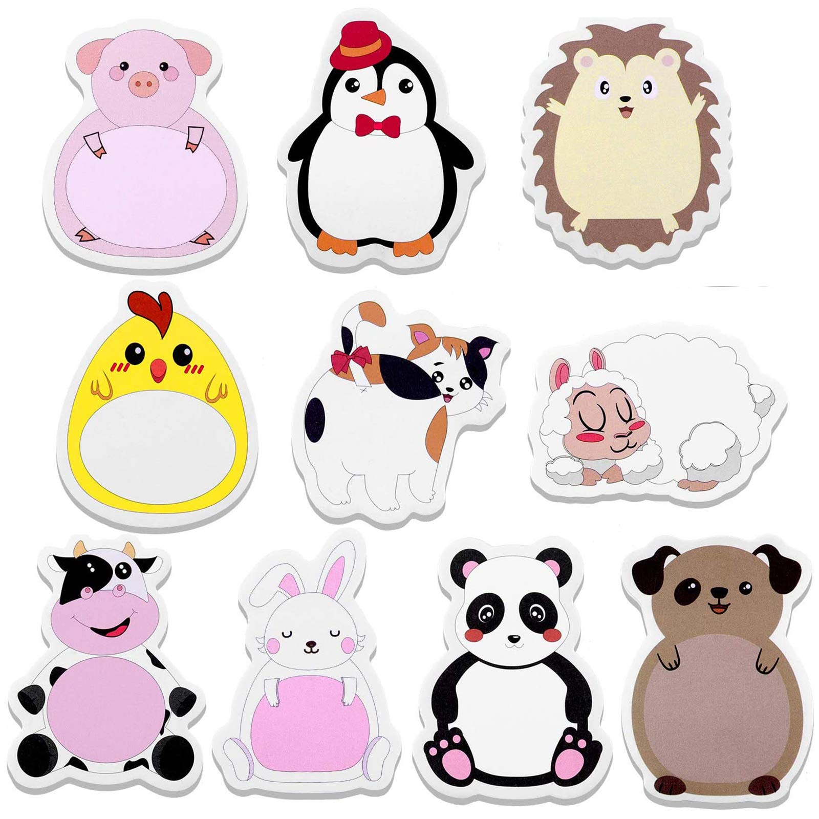 Gogmooi Cute Sticky Notes 30 Sets, Small Sticky Notes Cartoon Animal Postits Notes for Office, School and Home, 10 Styles