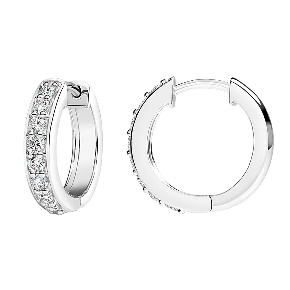 Hoop Earrings For Women 0.80 cttw Round Brilliant Cut White Moissanite Over 925 Sterling Silver