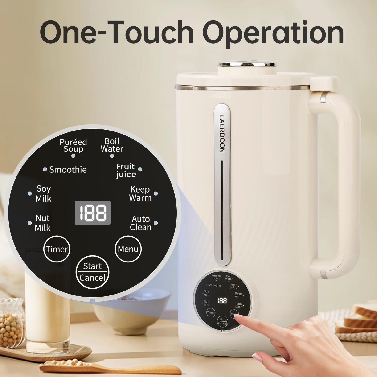 Nut Milk Maker, 34oz Soy Almond Milk Maker with 8 Blades, 8 in 1 Functions Milk Machine Automatic with 12H Timer/Auto-clean/Boil