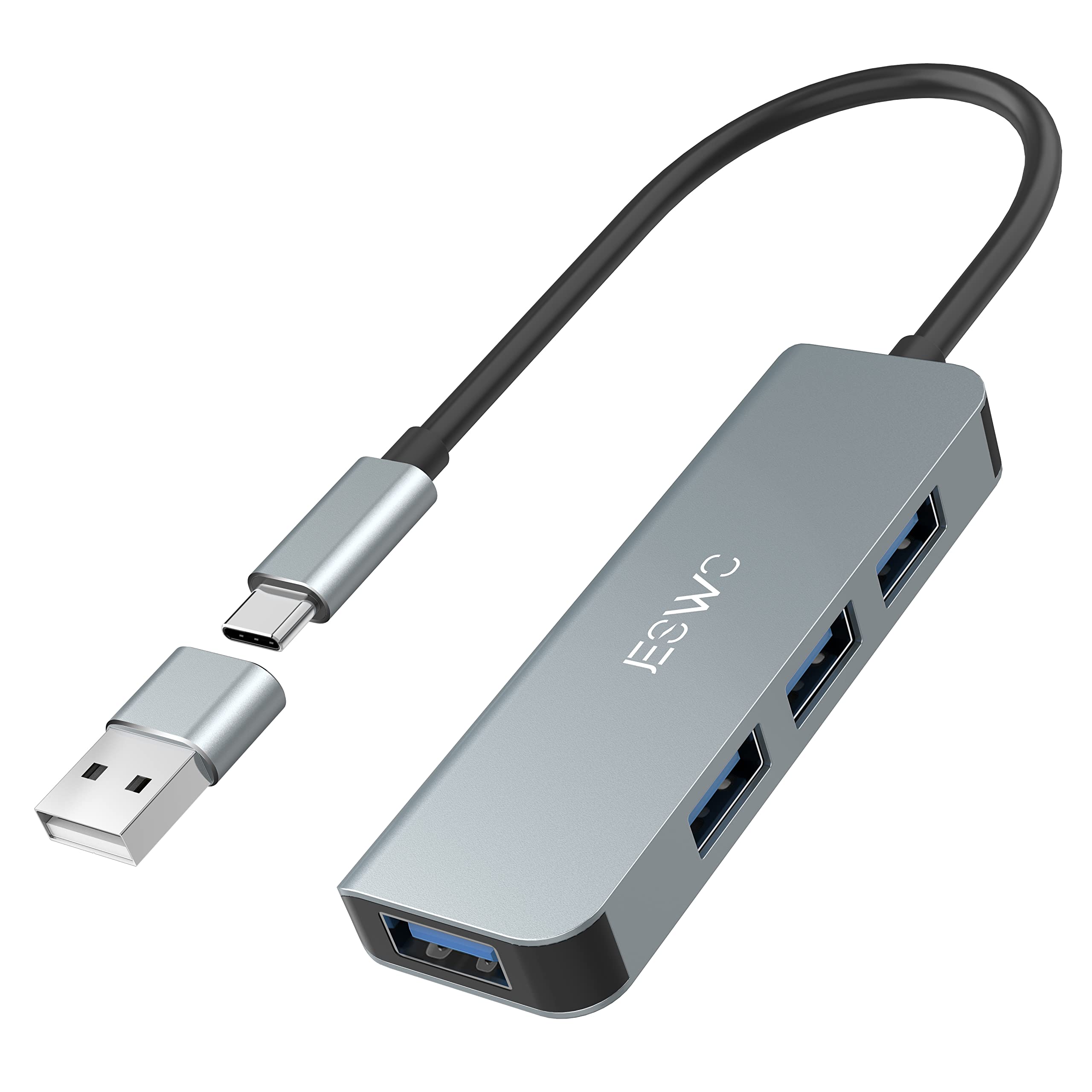 JESWO USB C to USB Hub, 4-Port USB C Hub with 4 USB 3.0 Ports & 1 USB C to USB 2.0 Adapter for MacBook Pro/Air, iMac, iPad Pro, Chromebook, Dell XPS, Surface and More