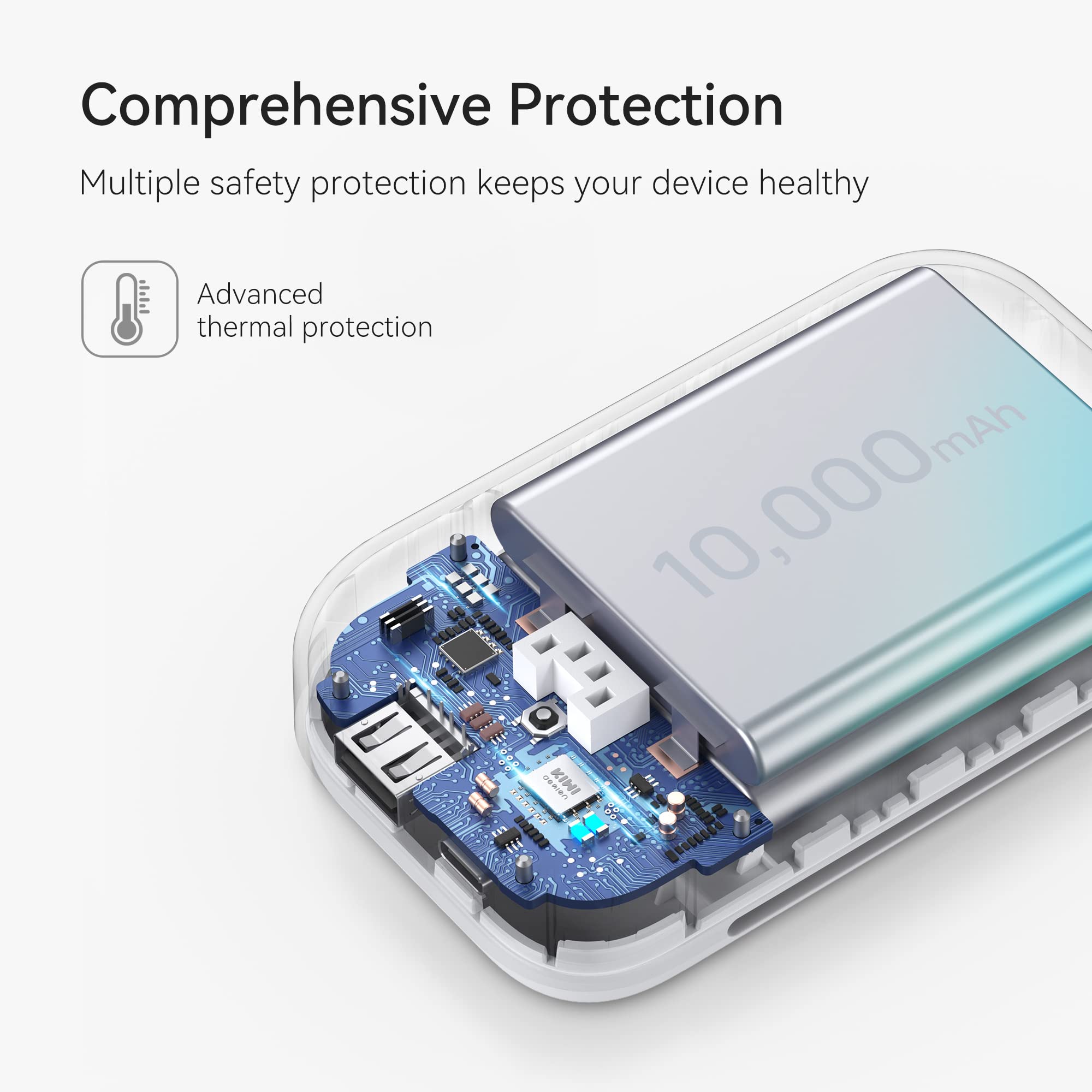 KIWI design 10000mAh Battery Pack Compatible with Meta Quest 3S/Quest 3/Quest 2 Accessories, Power Bank for Balance Head Pressure and Extend Play Time (Not Include Head Strap)