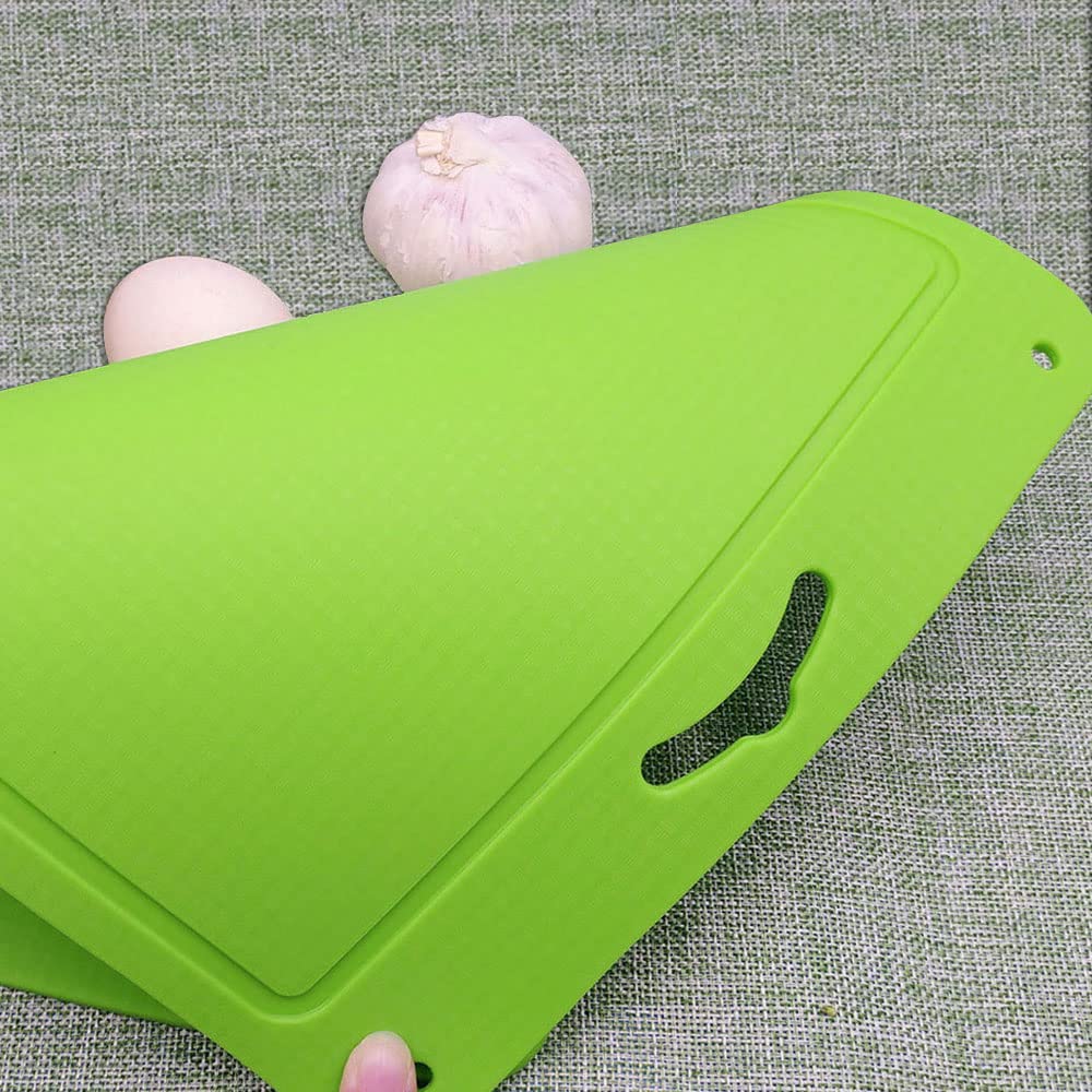 Kingneed Silicone Chopping Mat Flexible Thick Cutting Board Food Grade Material Odorless Two Sided Non-Slipping 0.15 inch Thickness, 12.6 x 9.6 inch for Kitchen (Fluorescent green)