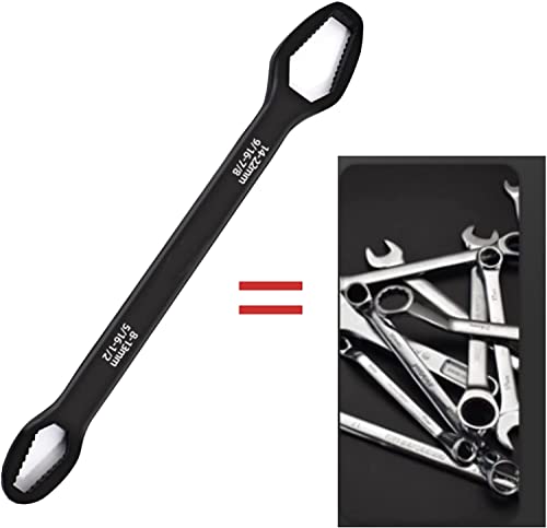 YWHWXB Double Ended Multifunctional Universal Wrench, 5/16”-1/2”, 9/16”-7/8” Self-Tightening Wrench, Chrome Vanadium Steel Repair Tool