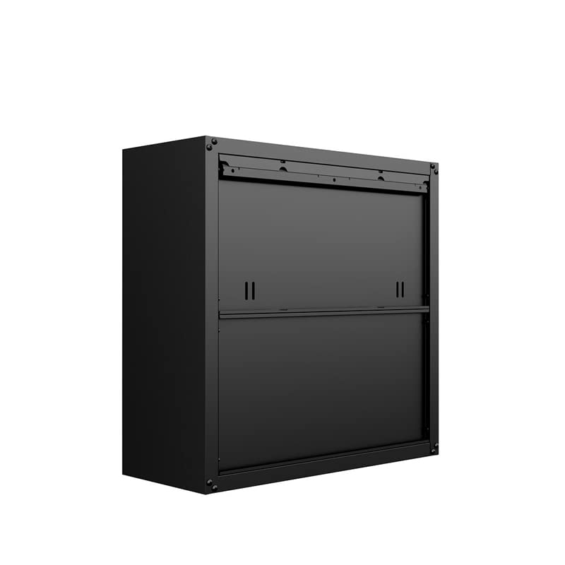 Pemberly Row Space Saving Metal 2 Piece Garage Storage Set with 2 Door Floating Cabinets in Charcoal Grey