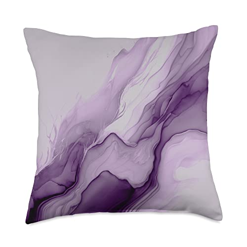 Pretty Trendy Modern Color Designs Lavender Purple Abstract Ink Flow Throw Pillow, 18x18, Multicolor