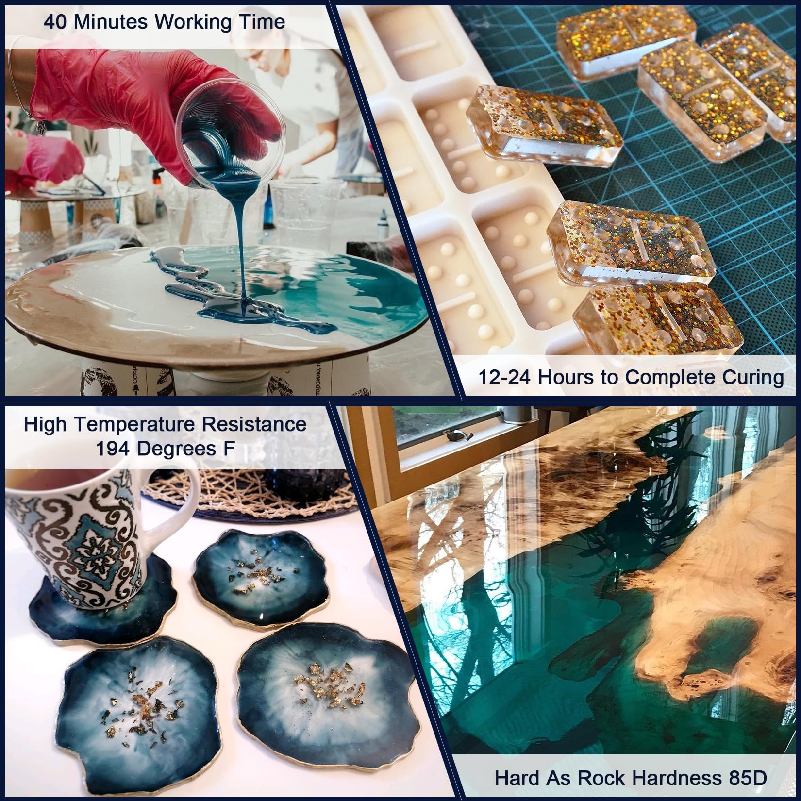 Epoxy Resin 1 Gallon - Crystal Clear Epoxy Resin Kit, 2 Part Casting Resin for Art, No Yellowing, No Bubble, Self Leveling, High Gloss, Suitable for DIY Jewelry, Resin Craft, Desktop Coating, Casting